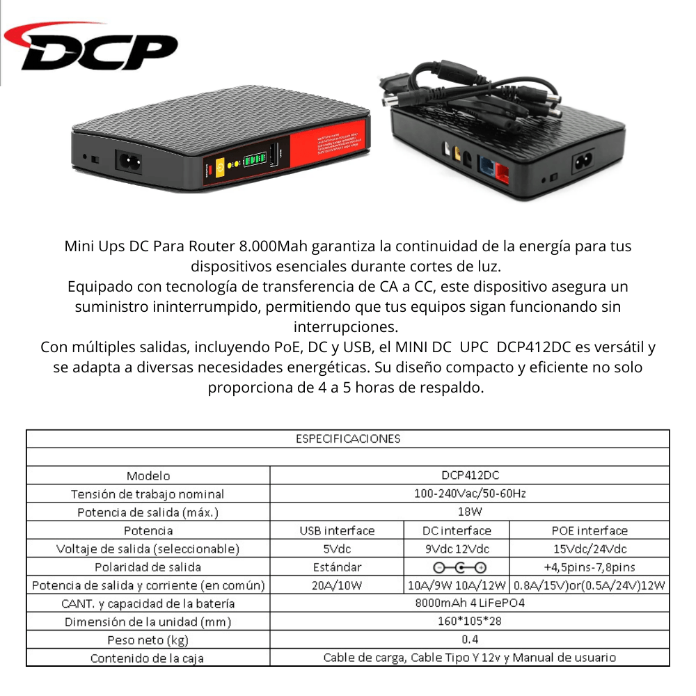 Mini Ups Dcp 8000mAh