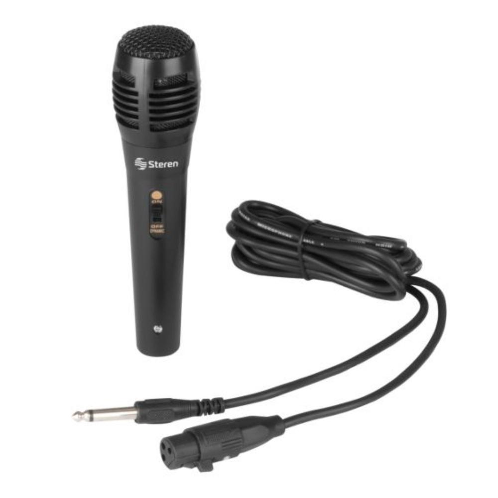 Micrófono Dinámico Unidireccional Steren MIC-110 P86396 | Color Negro